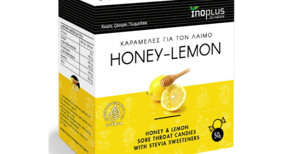 INOPLUS ΚΑΡΑΜΕΛΕΣ ΓΙΑ ΤΟΝ ΛΑΙΜΟ ΜΕ ΜΕΛΙ & ΛΕΜΟΝΙ 50g